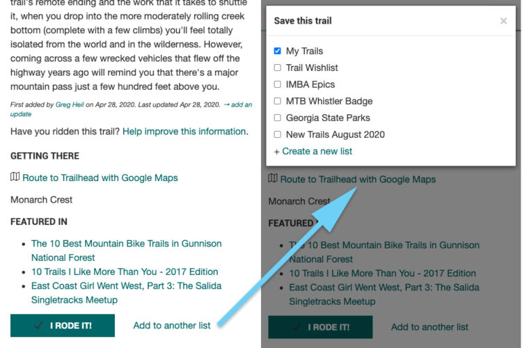 TMYK: Using Singletracks Trail Lists to Plan Your Trips, Fill Your ...