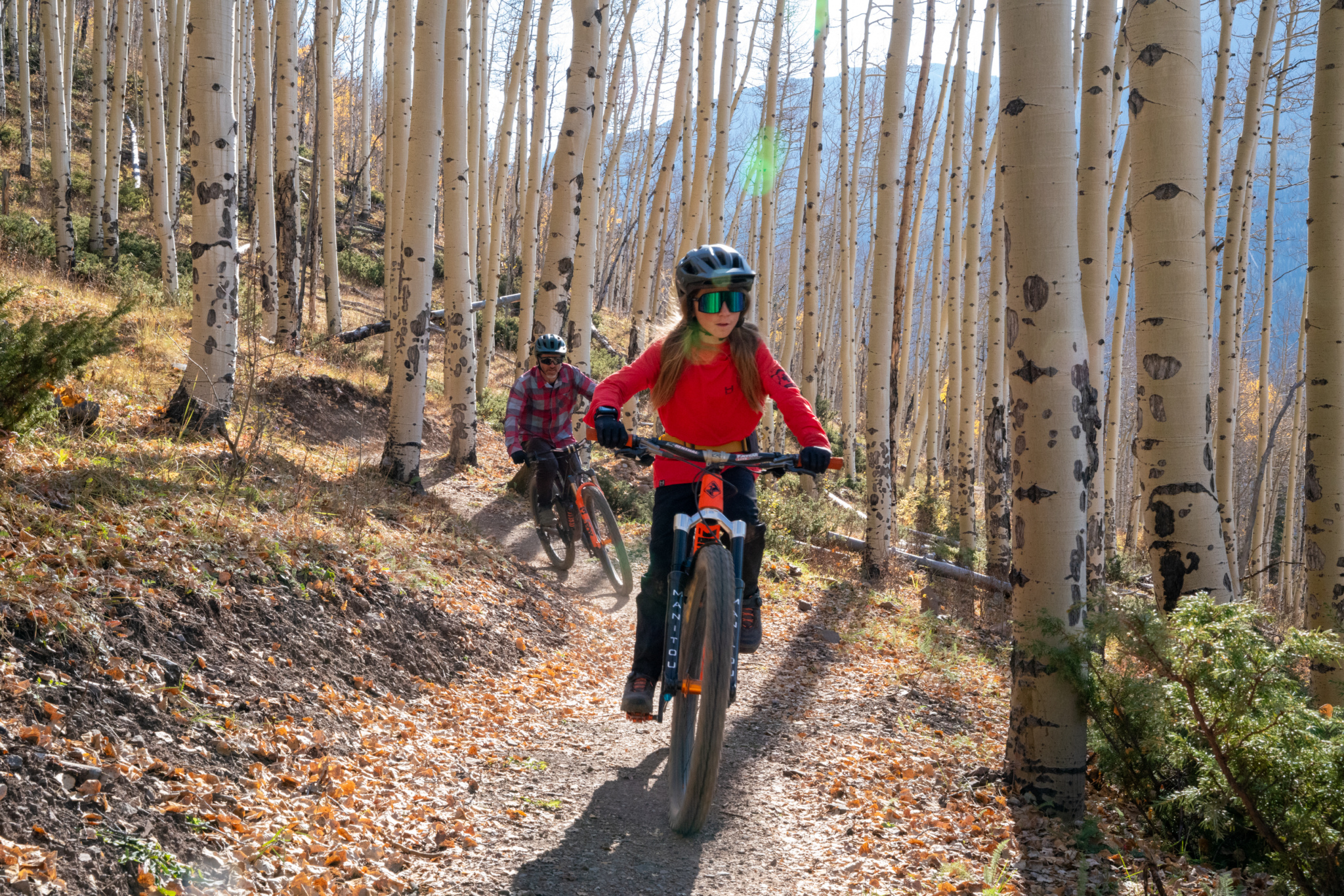 Machine-built downhill flow trails in the high mountains of Colorado ...