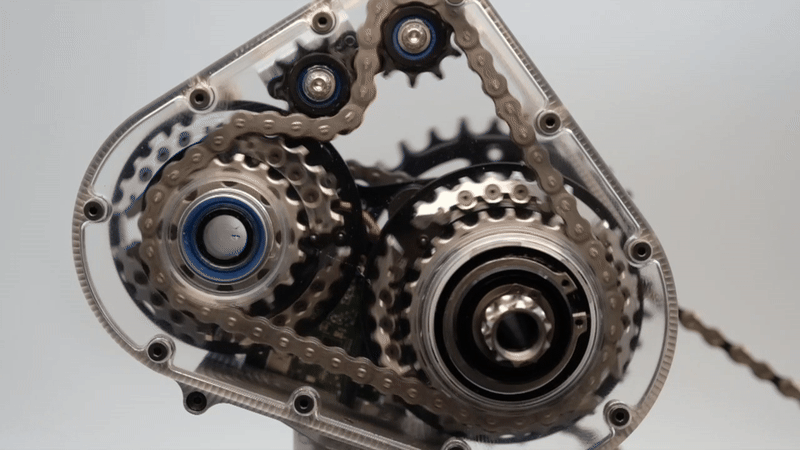 Prototype gearbox promises a compact package, constant chainline ...